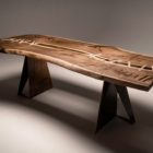 Walnut And Maple Dining Table | Stitched Maple Inlays