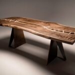 Walnut And Maple Dining Table | Stitched Maple Inlays