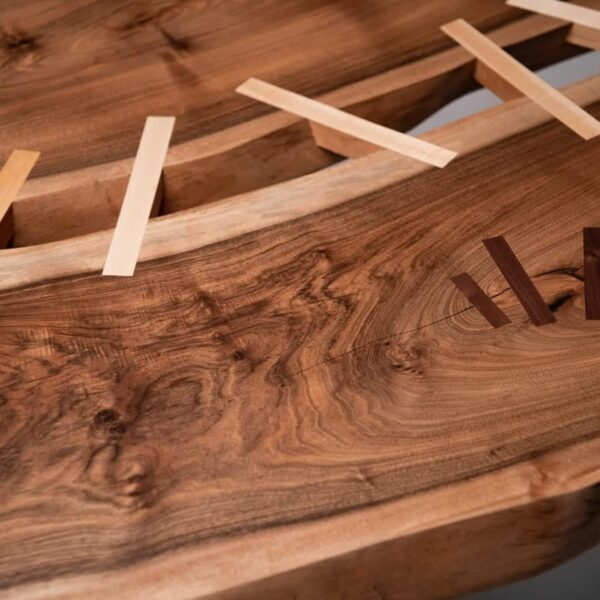 Walnut And Maple Dining Table | Stitched Maple Inlays